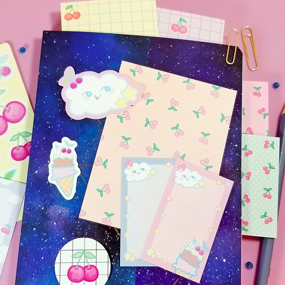 Sweet Cherry Memo sheet & Sticker set 13pcs | Etsy