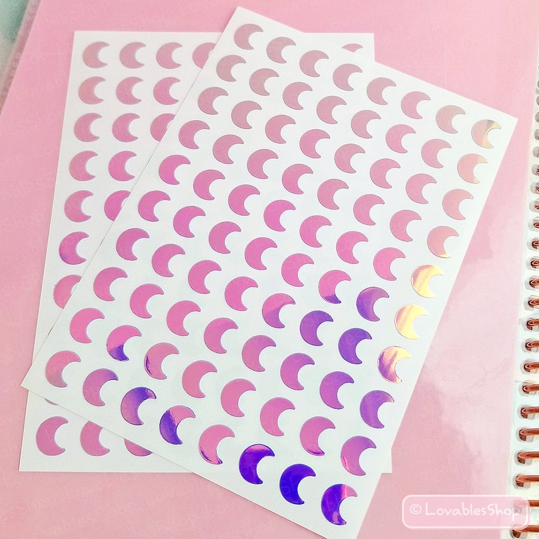 Moon 0.4 Inch Permanent Vinyl Sticker Sheet - Etsy
