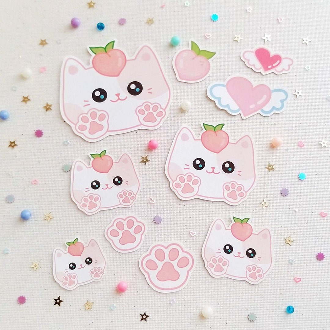 Peach Meow Stickers - Etsy