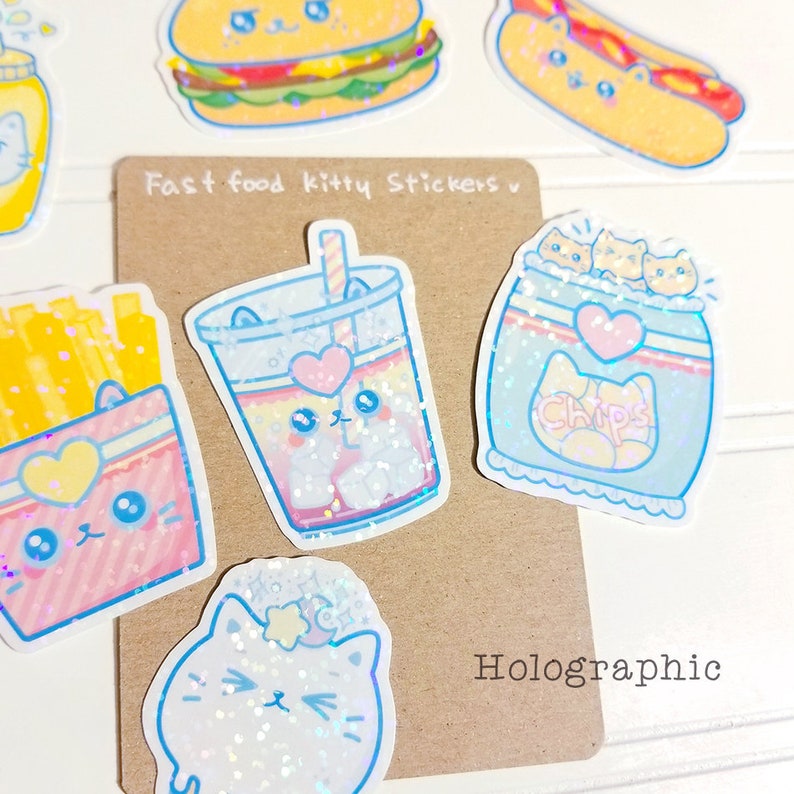 Fast Food Kitty Stickers - Etsy