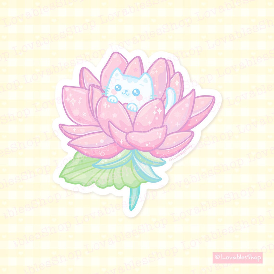 Lotus Cat Vinyl Sticker - Etsy