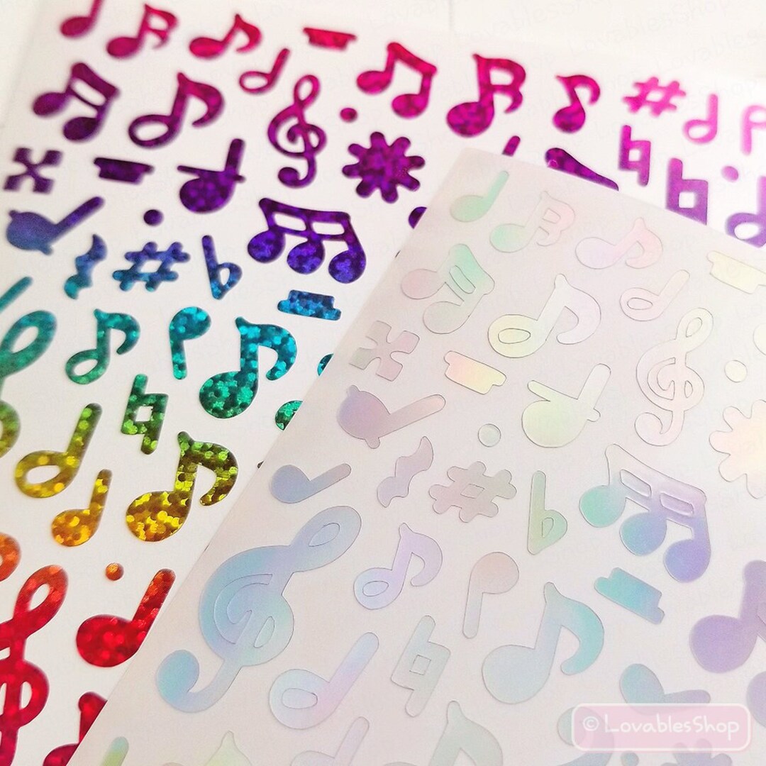 Music Note Permanent Vinyl Sticker Sheet - Etsy