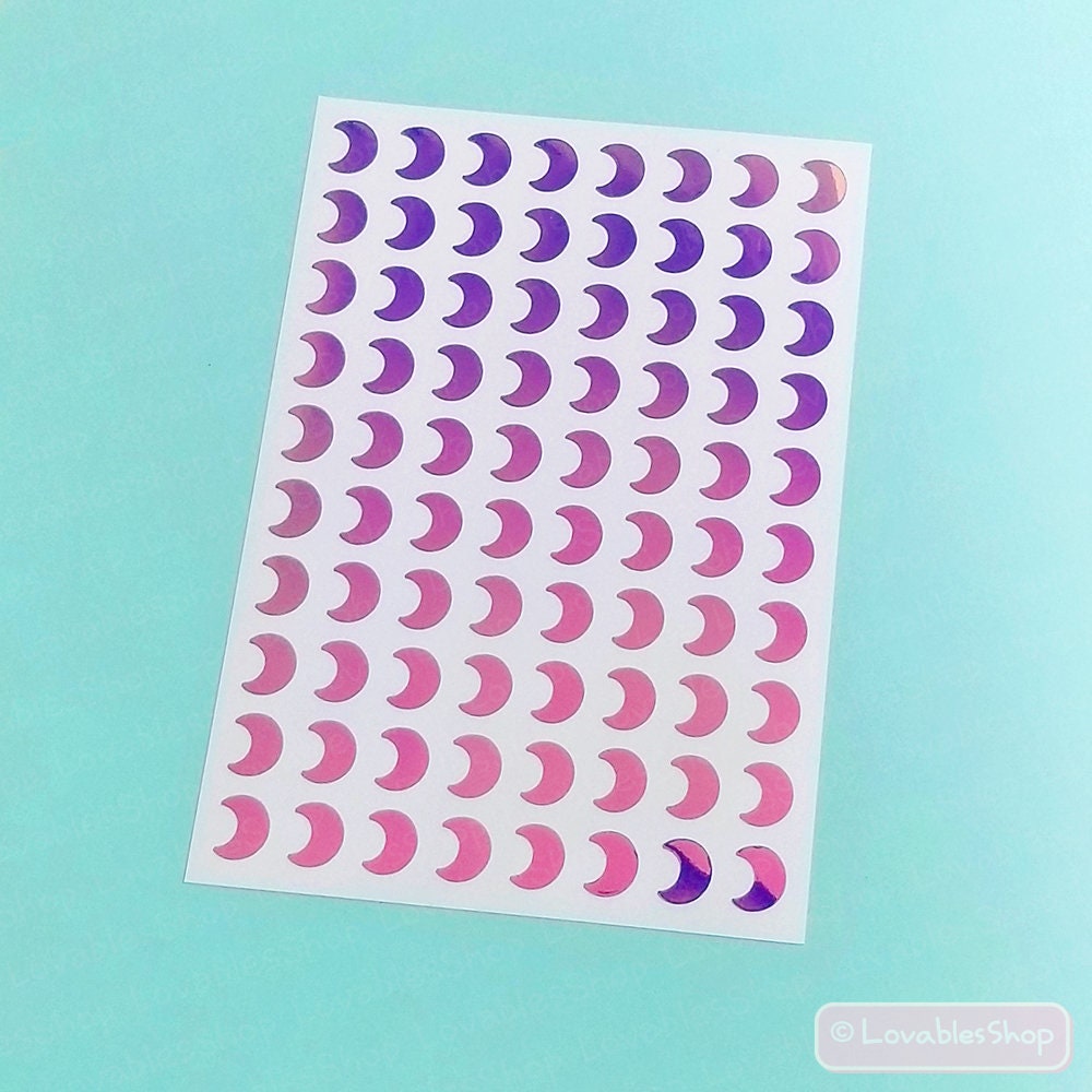 Moon 0.4 Inch Permanent Vinyl Sticker Sheet - Etsy