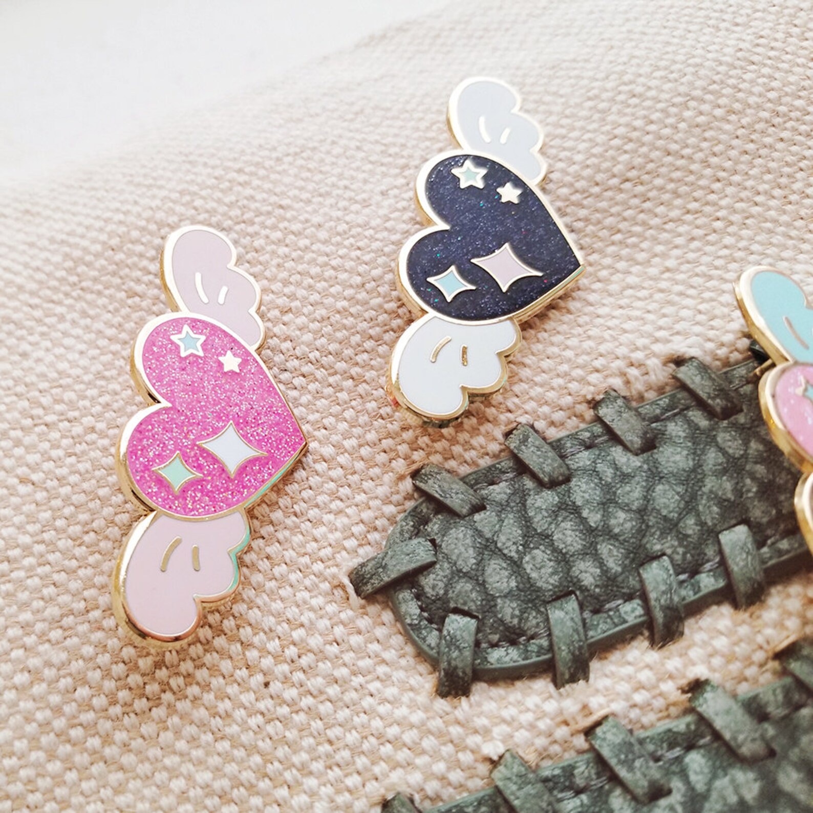 Flying Heart Glitter Enamel Pin - Etsy