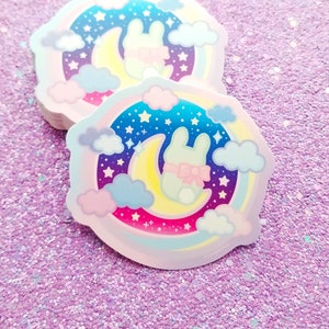 Moon Bunny Vinyl Sticker - Etsy