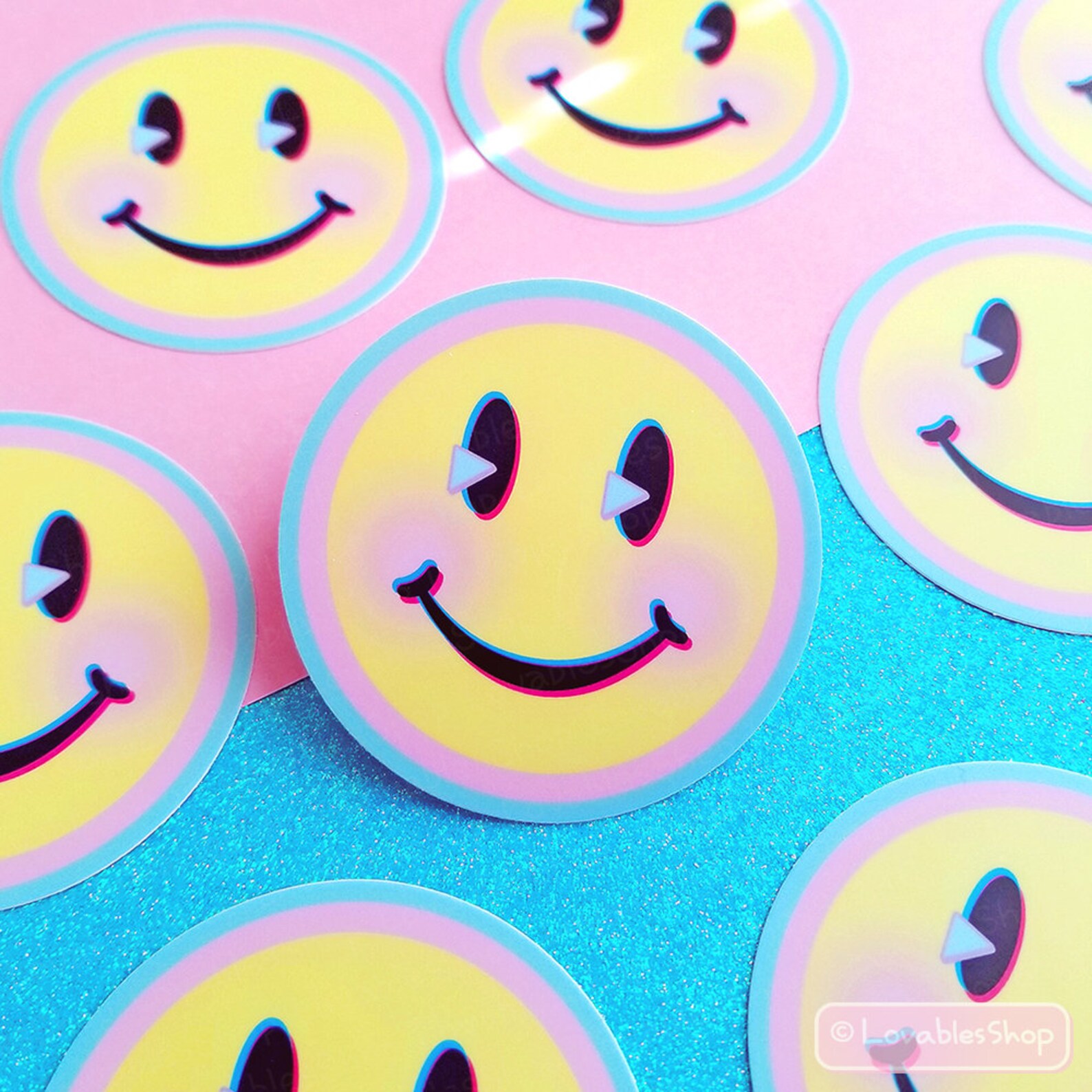 Smiley Face Vinyl Sticker - Etsy