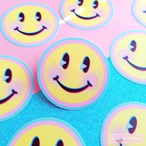 Smiley Face Vinyl Sticker - Etsy