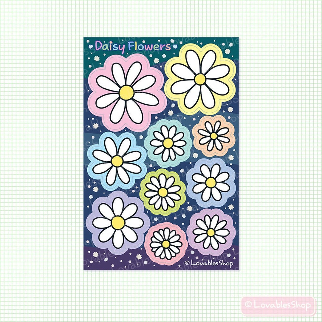 Daisy Flowers Vinyl Sticker Sheet - Etsy