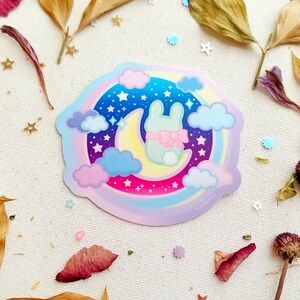Moon Bunny Vinyl Sticker - Etsy