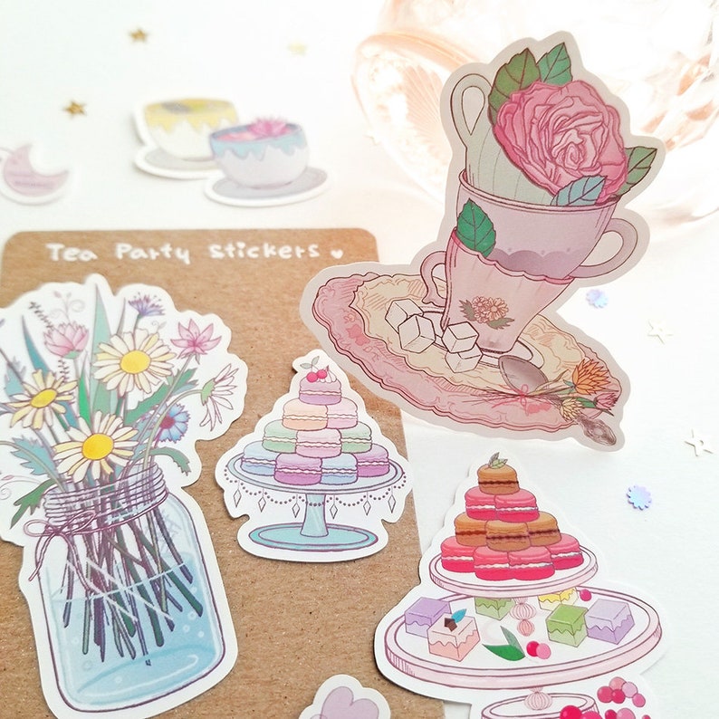 Tea Party Stickers 15pcs - Etsy