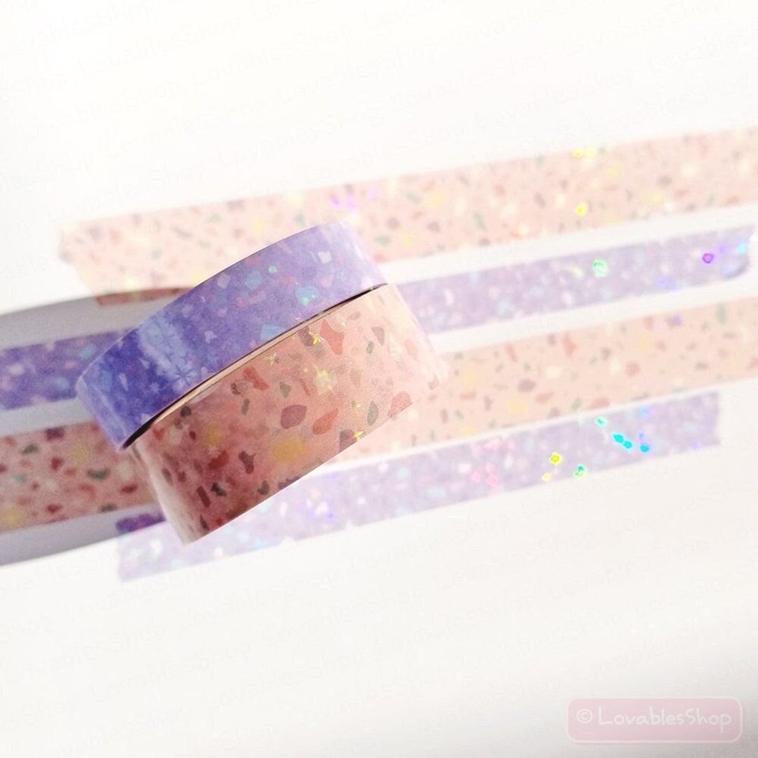 Set of 2 Terrazzo *iridescent Holo Overlay Washi Tapes* Muted Lavender ...