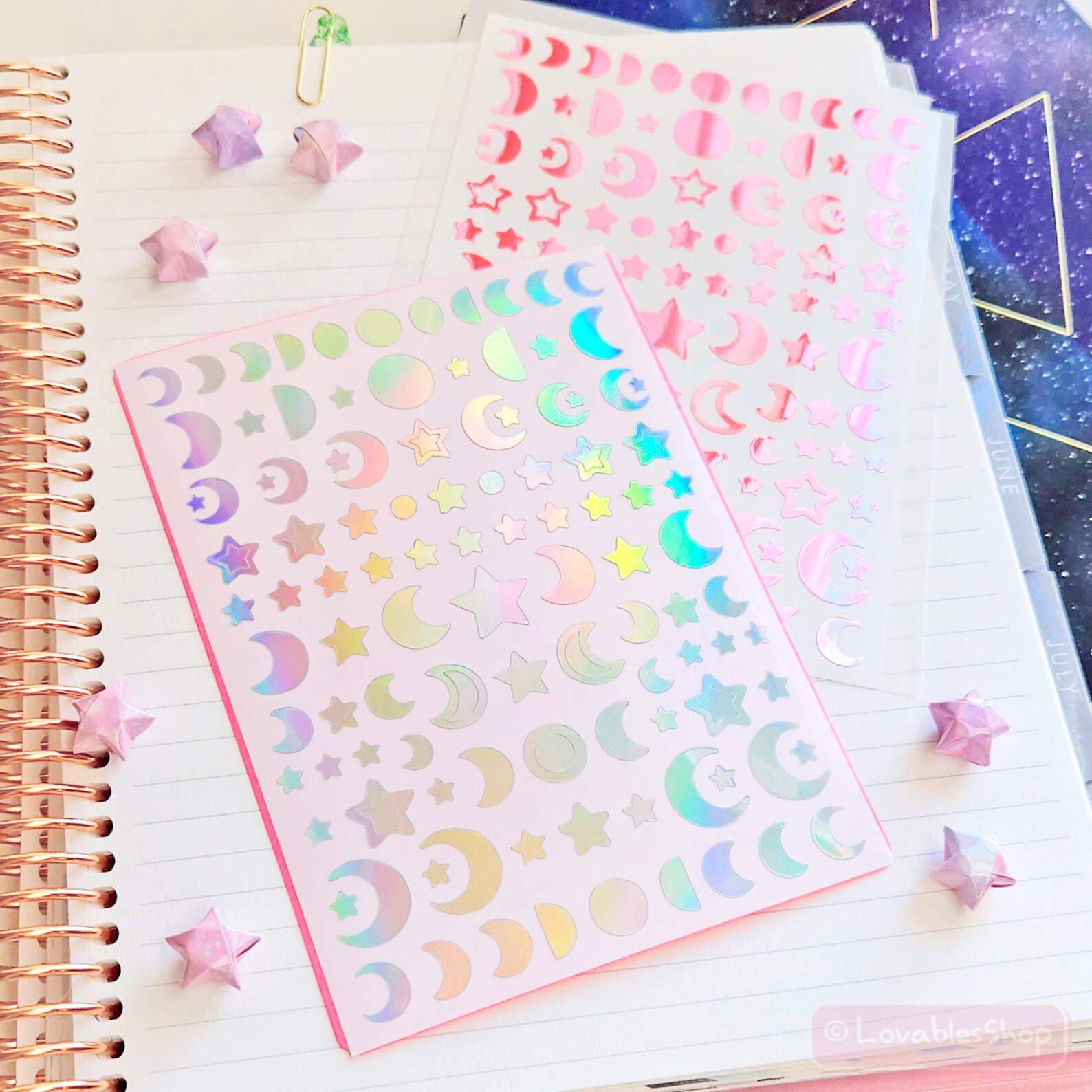 Moon and Star Vinyl Sticker Sheet - Etsy