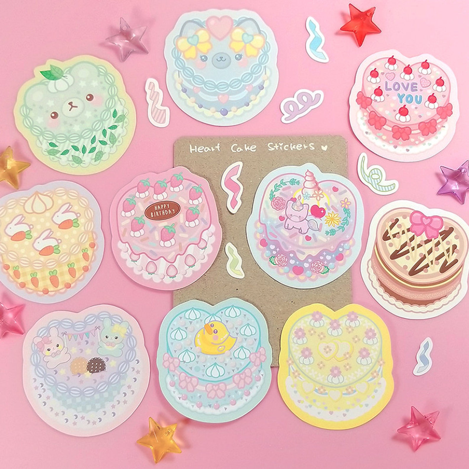 Heart Cake Stickers 17pcs - Etsy