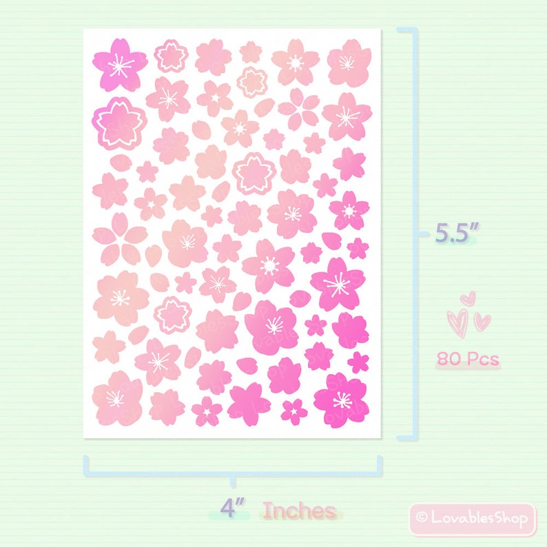 Sakura Cherry Blossom Permanent Vinyl Sticker Sheet - Etsy