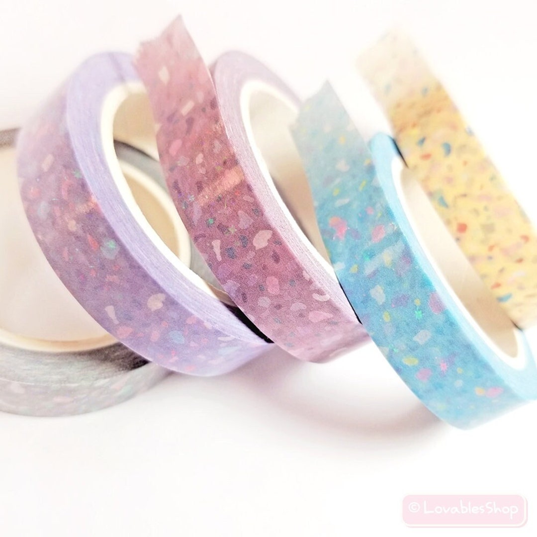 Set of 5 Terrazzo *iridescent Holo Overlay Washi Tapes* 10mmx10meters ...
