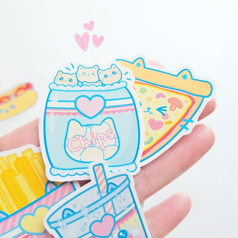 Fast Food Kitty Stickers - Etsy