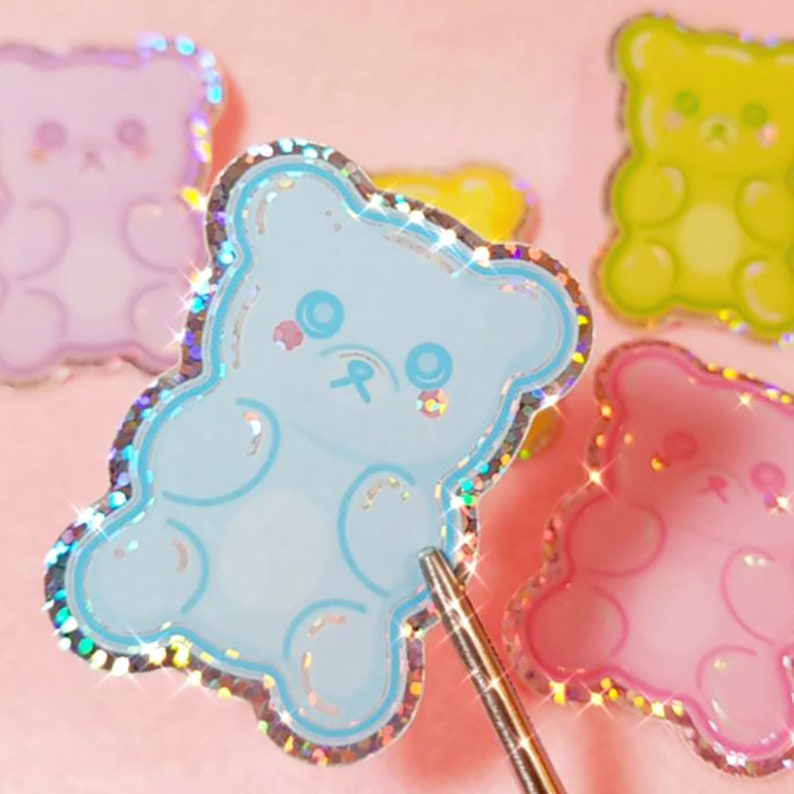 Gummy Bears Glitter Holographic Sticker Pack - Etsy
