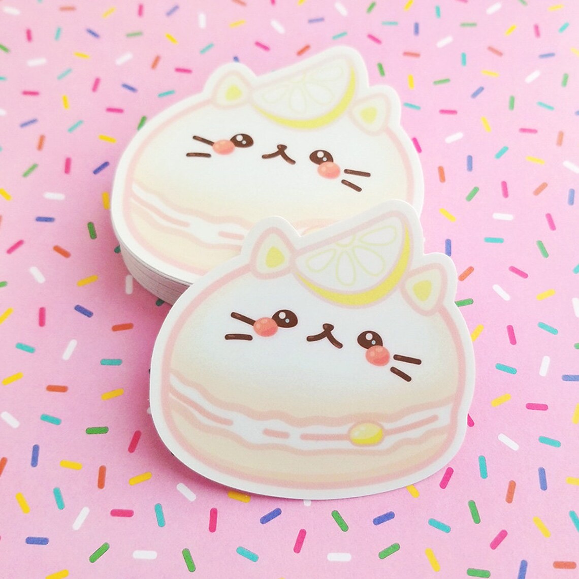 Lemon Donut Kitty Vinyl Sticker - Etsy