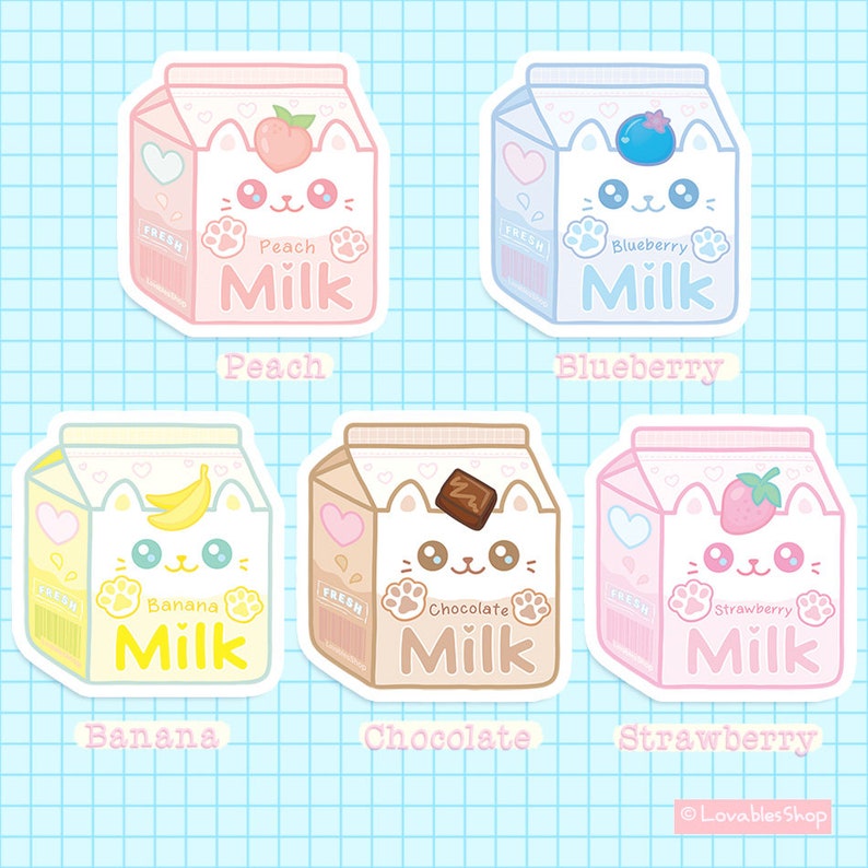 New Ver. Meow Milk Vinyl Sticker - Etsy