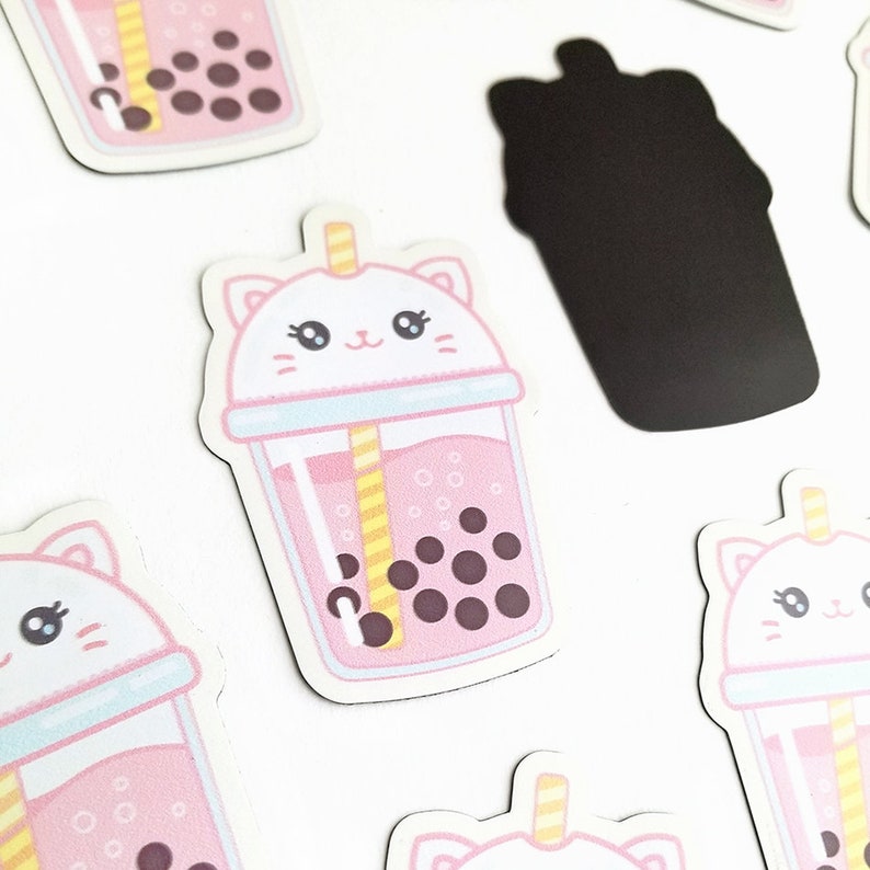 Cat Bubble Tea Vinyl Magnet - Etsy