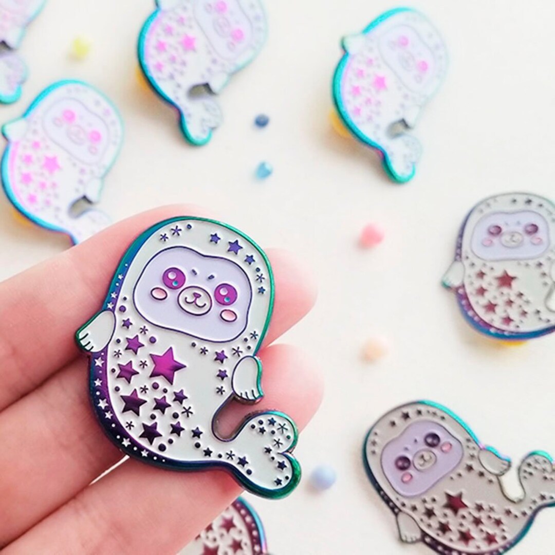 White Seal Enamel Pin - Etsy