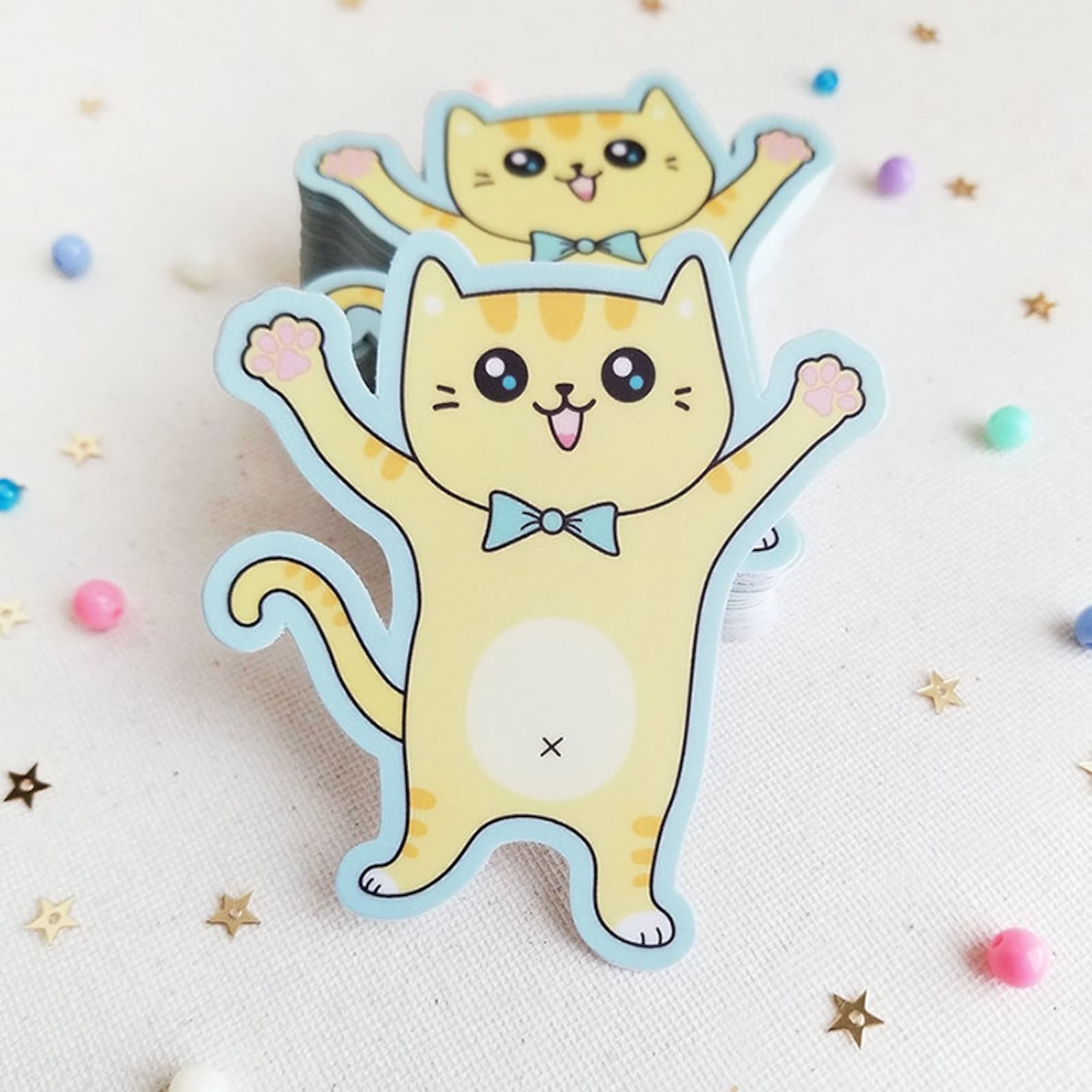 Yellow Cat Vinyl Sticker - Etsy
