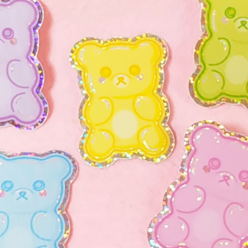 Gummy Bears Glitter Holographic Sticker Pack - Etsy
