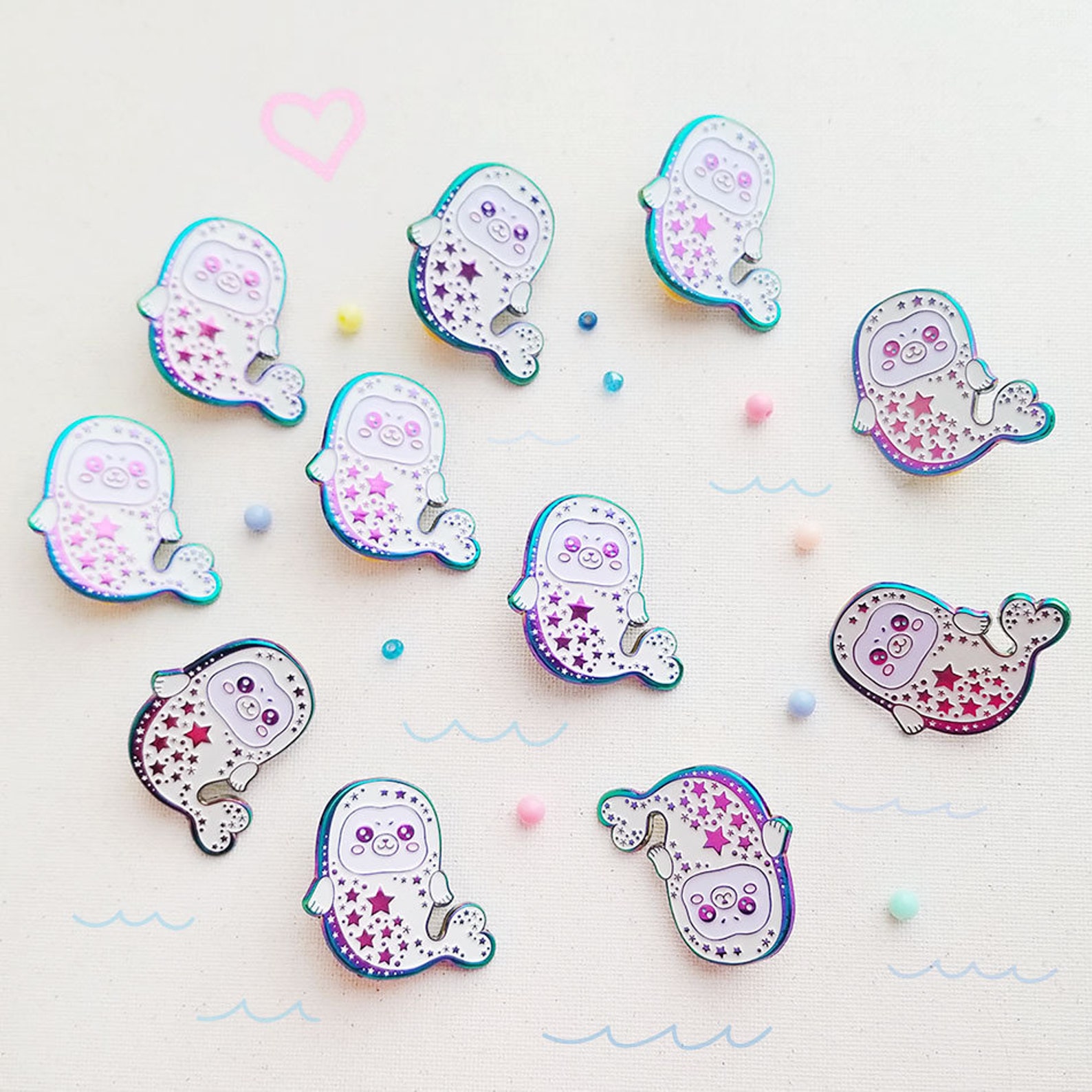 White Seal Enamel Pin - Etsy