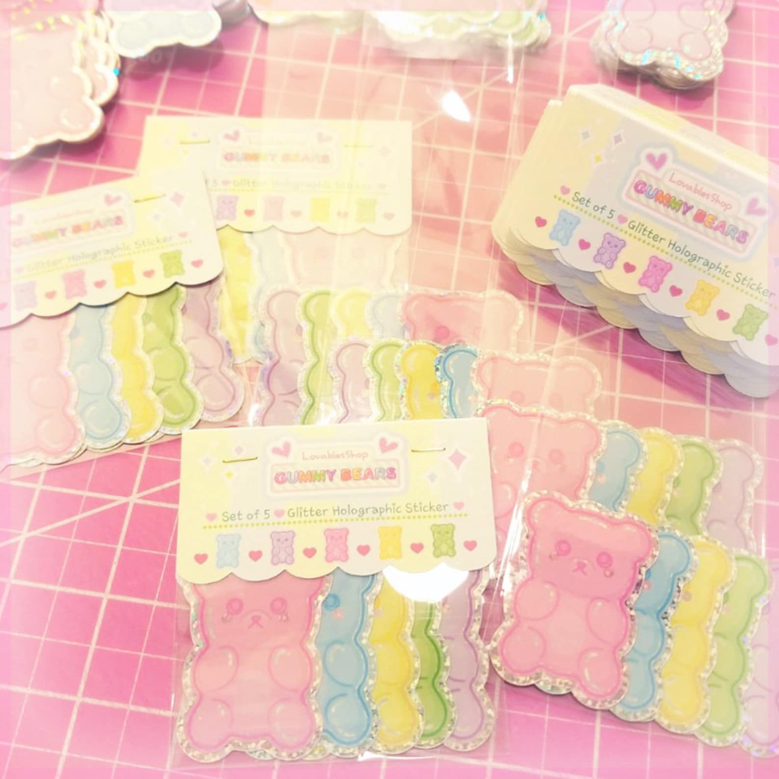Gummy Bears Glitter Holographic Sticker Pack - Etsy