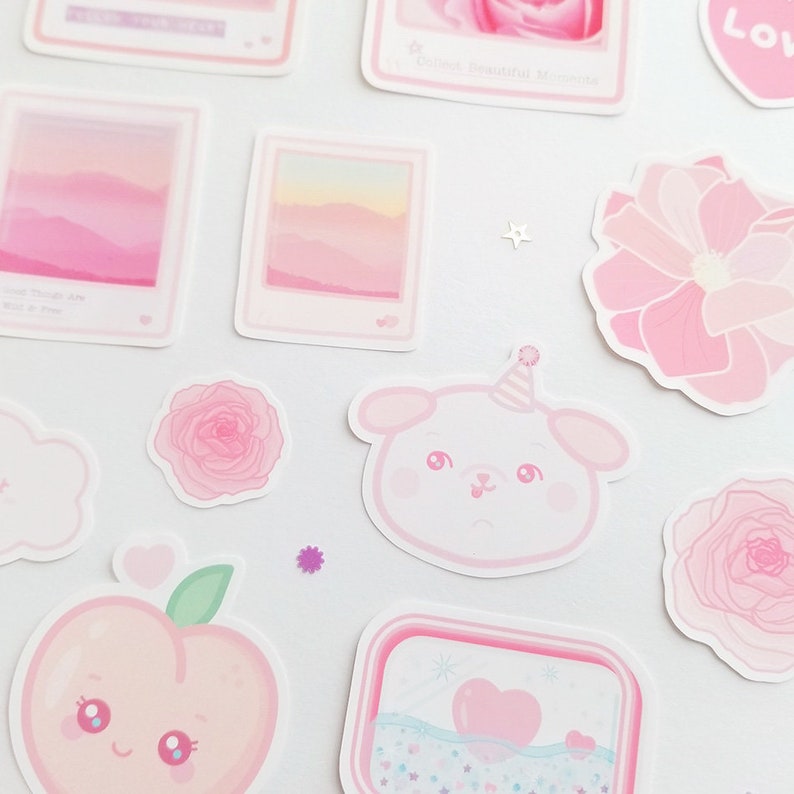 Pink Rose Stickers | Etsy