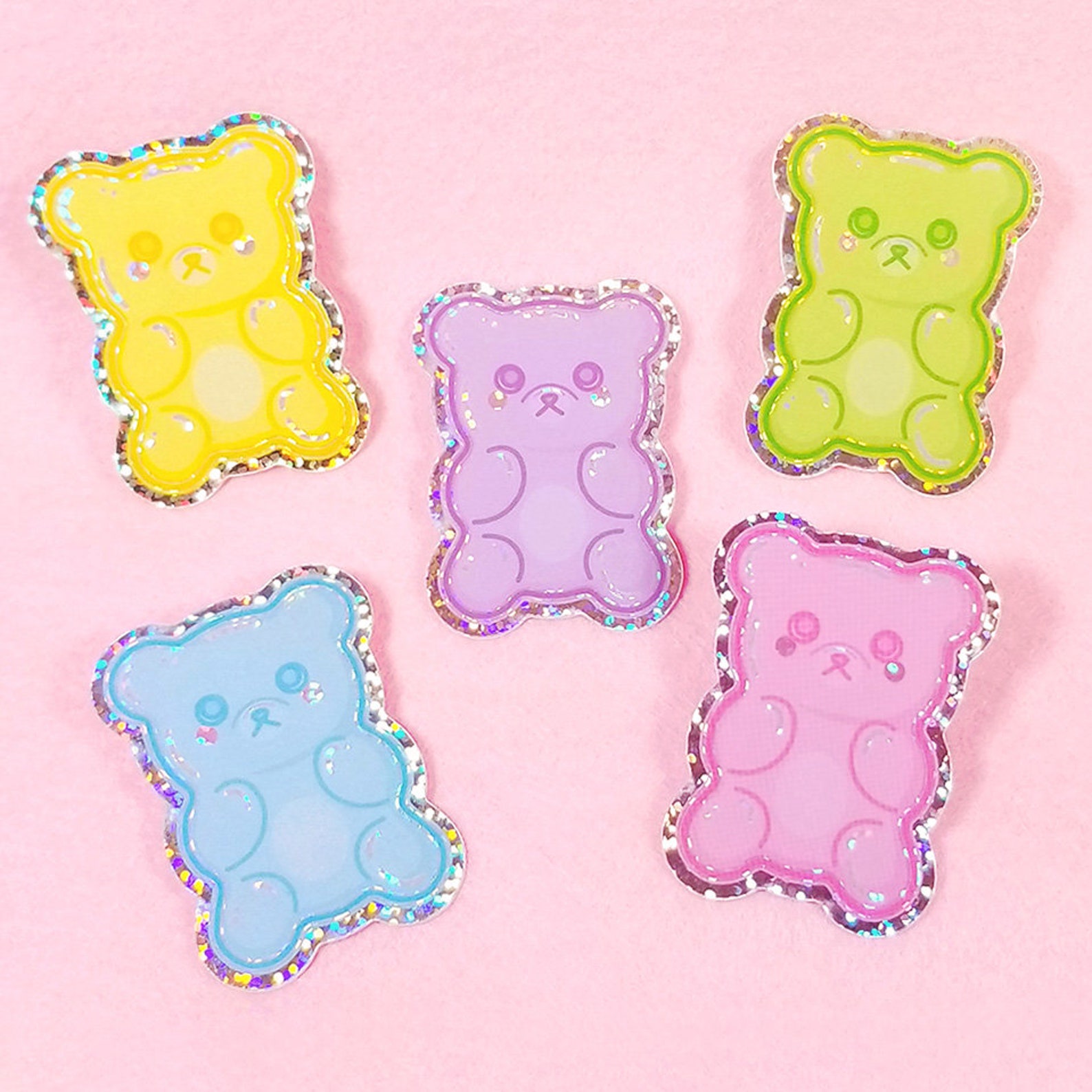 Gummy Bears Glitter Holographic Sticker Pack - Etsy