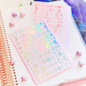 Moon and Star Vinyl Sticker Sheet - Etsy