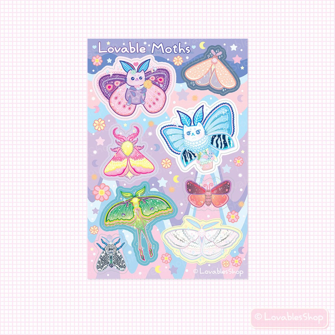 Lovable Moths Vinyl Sticker Sheet - Etsy