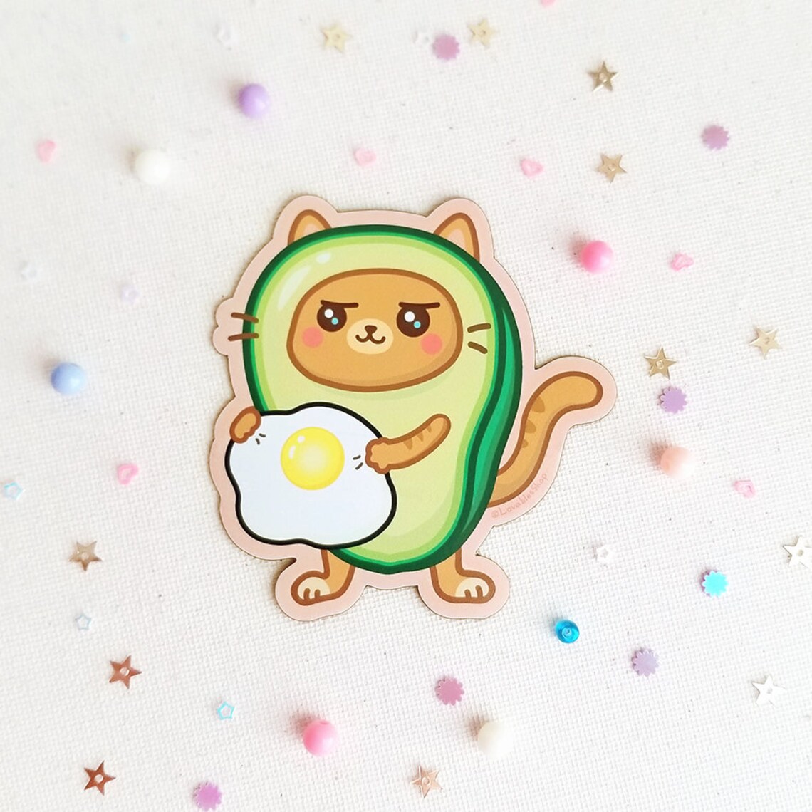 Avocado Cat Vinyl Magnet - Etsy