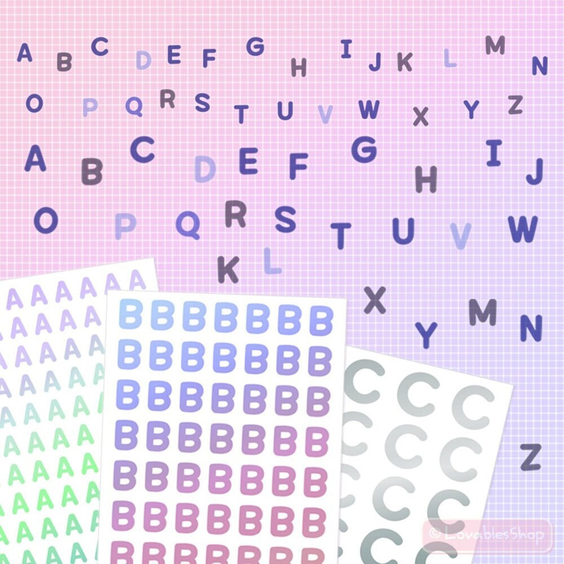 Single Letter Alphabet Upper Case A~Z Vinyl Sticker Sheet - Etsy