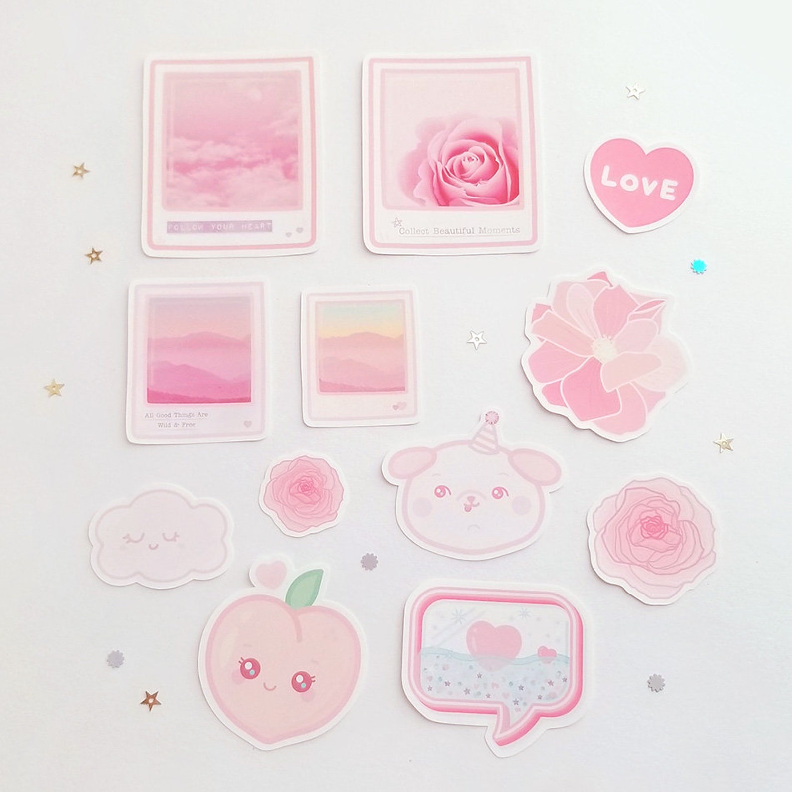 Pink Rose Stickers - Etsy