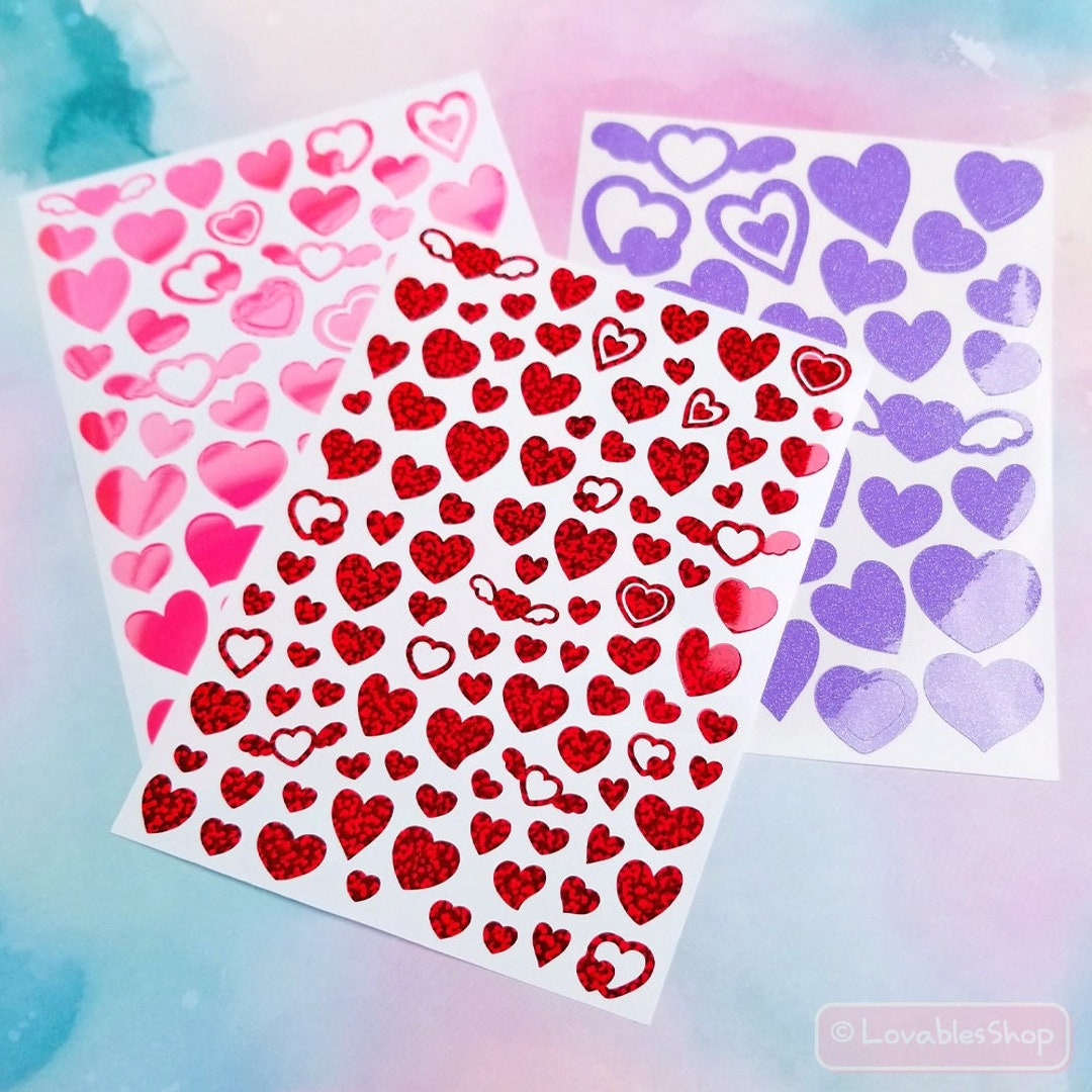 Hearts Permanent Vinyl Sticker Sheet - Etsy