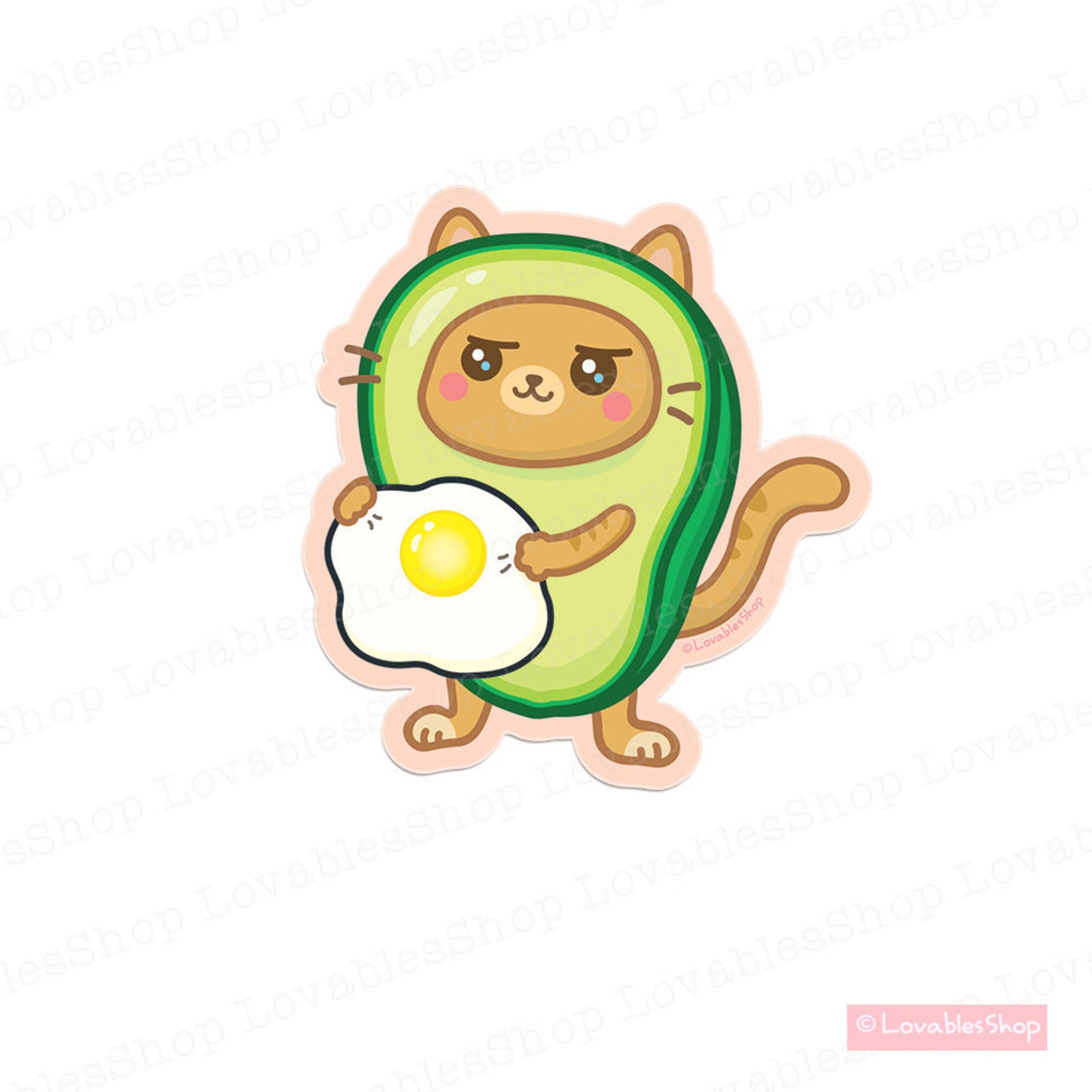 Avocado Cat Vinyl Sticker - Etsy
