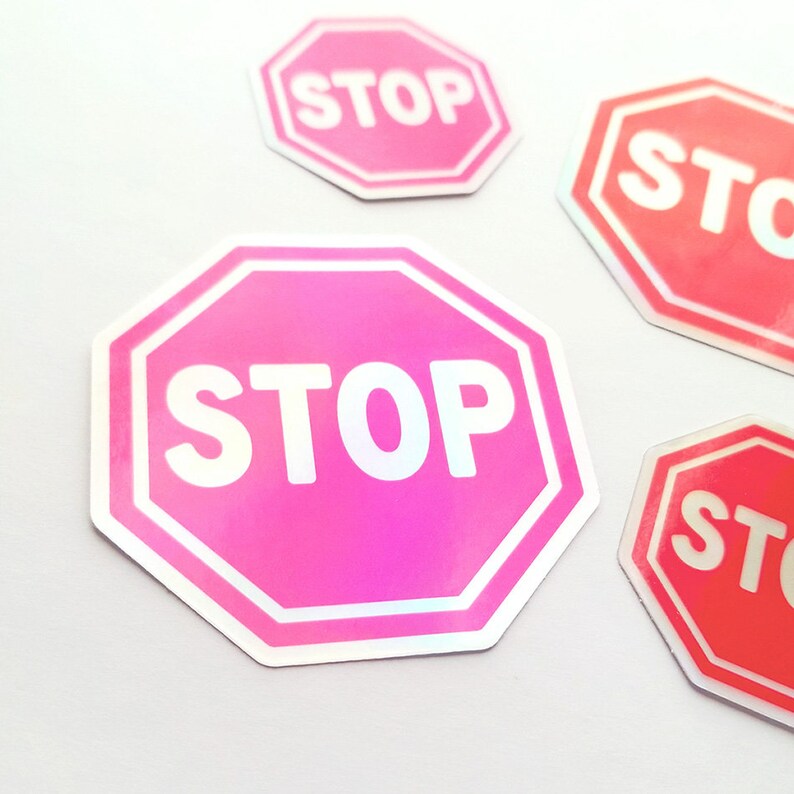 Stop Sign Holographic Sticker - Etsy