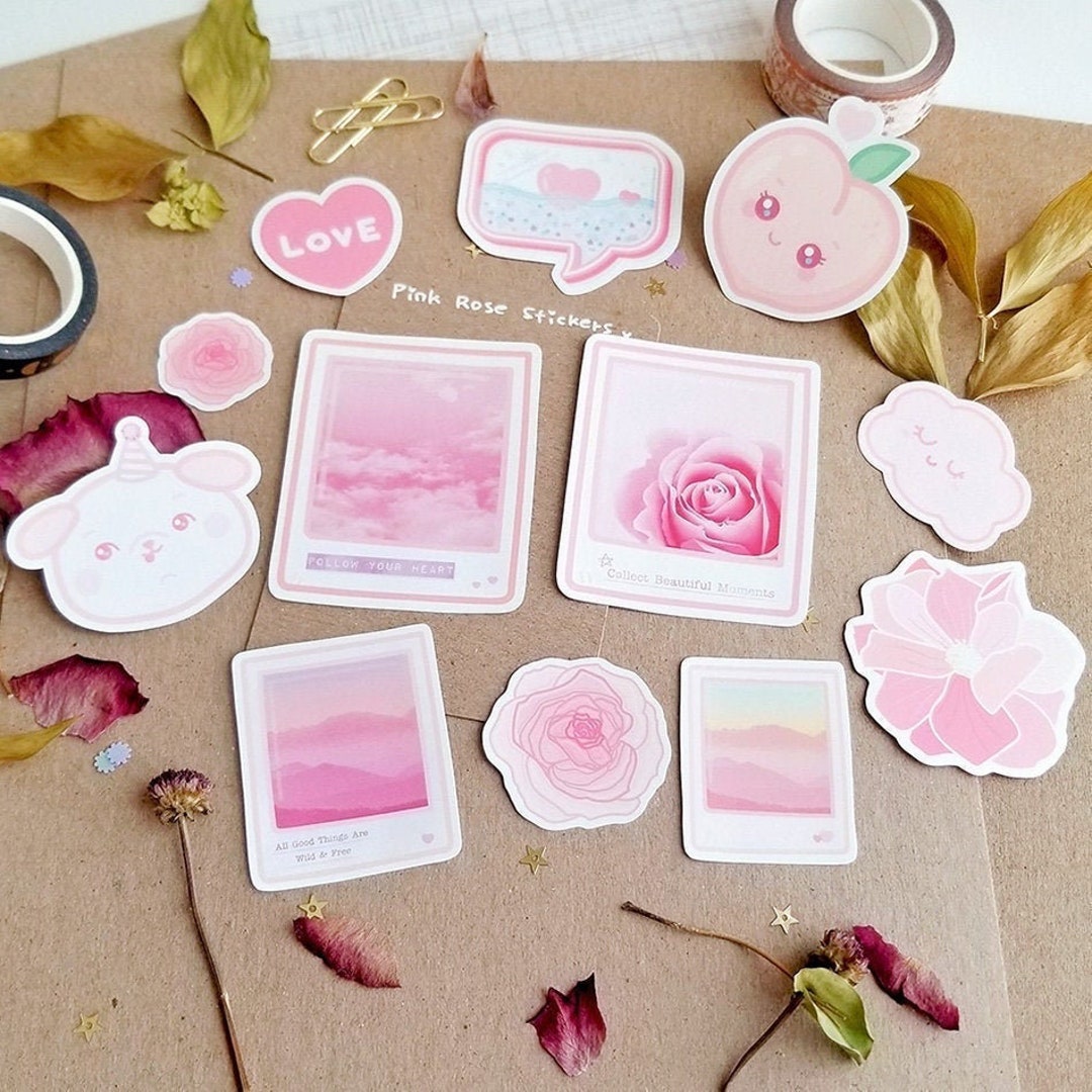 Pink Rose Stickers - Etsy