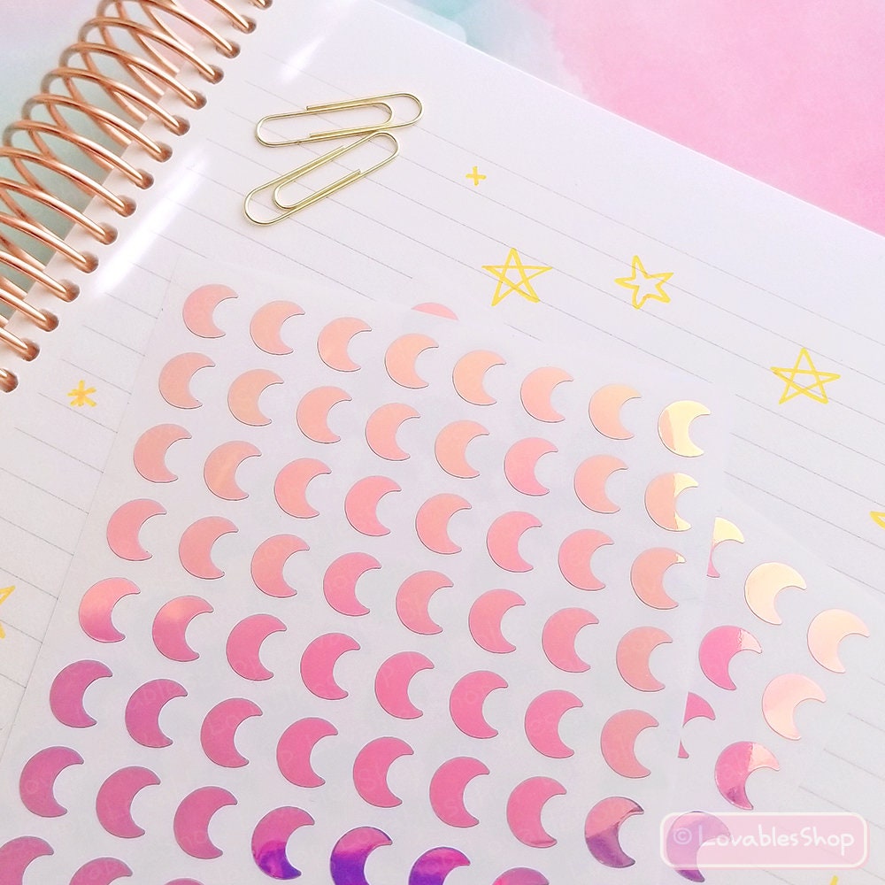 Moon 0.4 Inch Permanent vinyl Sticker Sheet | Etsy