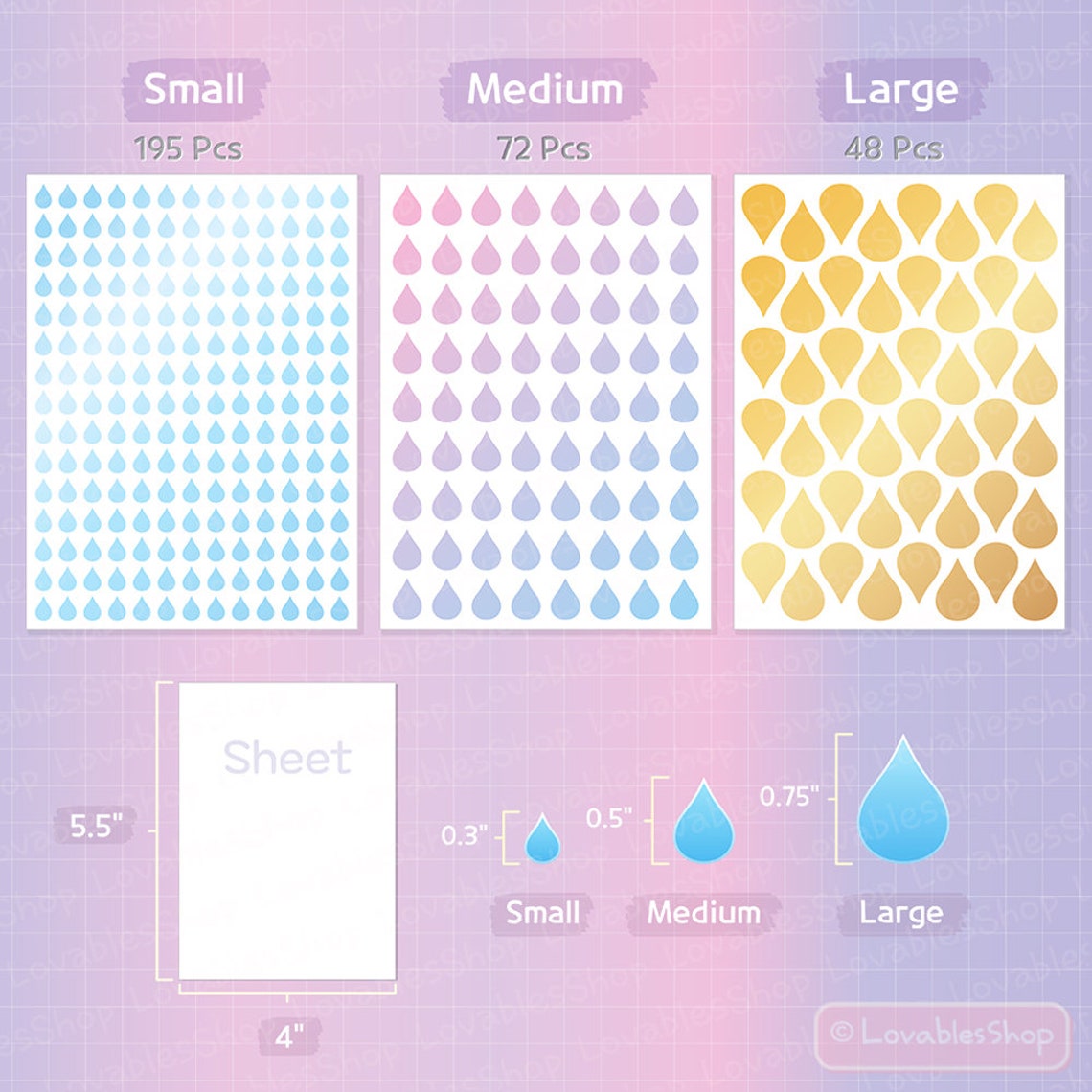 Droplet Vinyl Sticker Sheet - Etsy