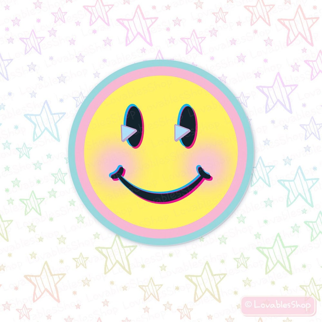 Smiley Face Vinyl Sticker - Etsy