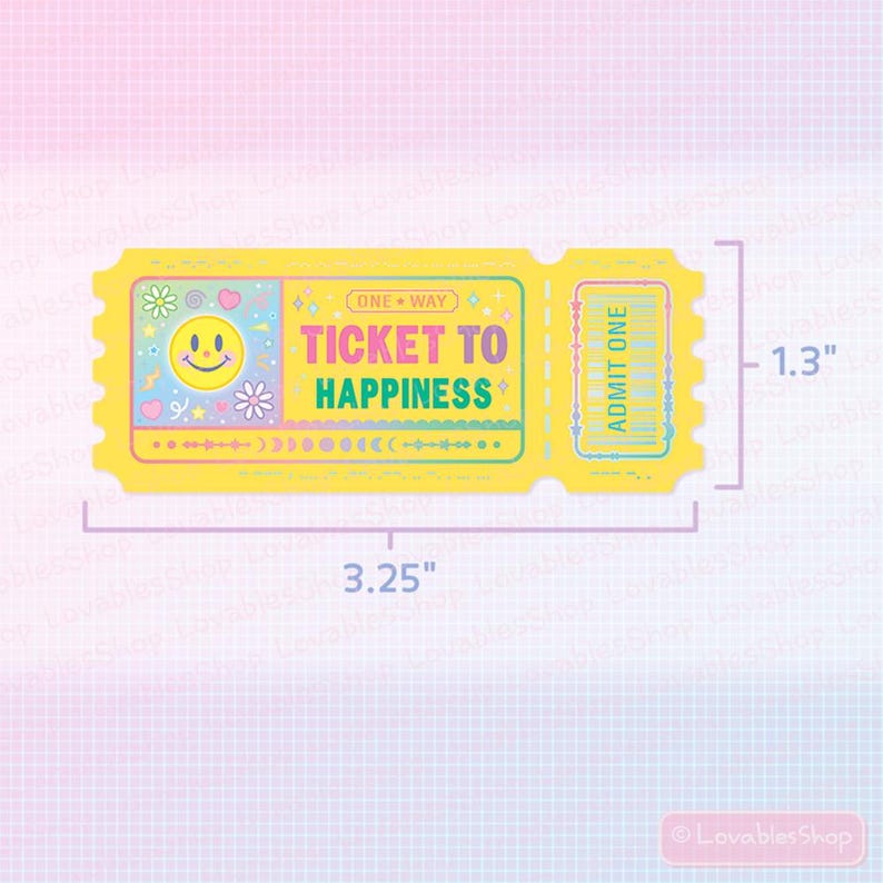 Ticket to Happiness Holographic Sticker - Etsy