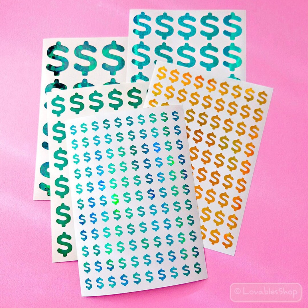 Dollar Sign 0.35"~1.5" Waterproof Vinyl Sticker Sheet - Etsy