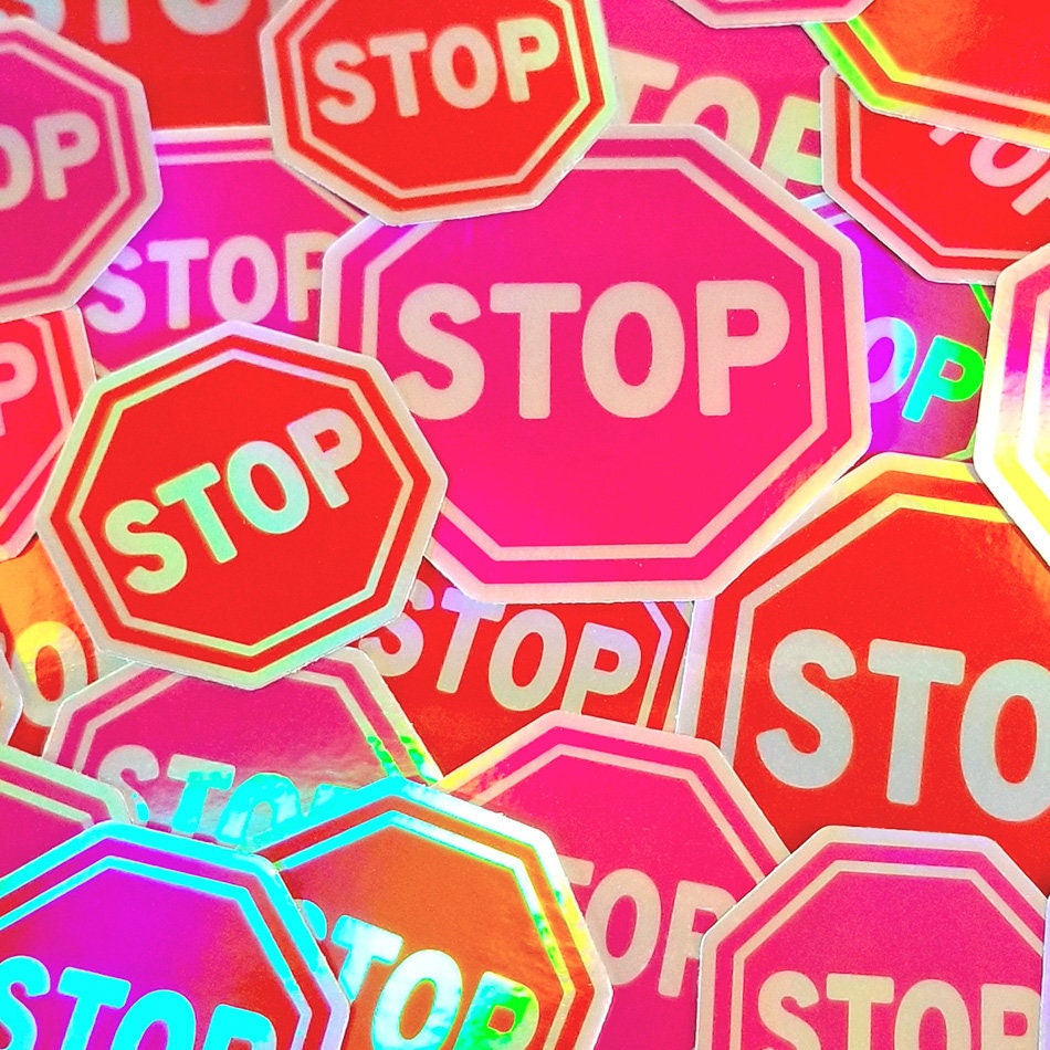 Stop Sign Holographic Sticker