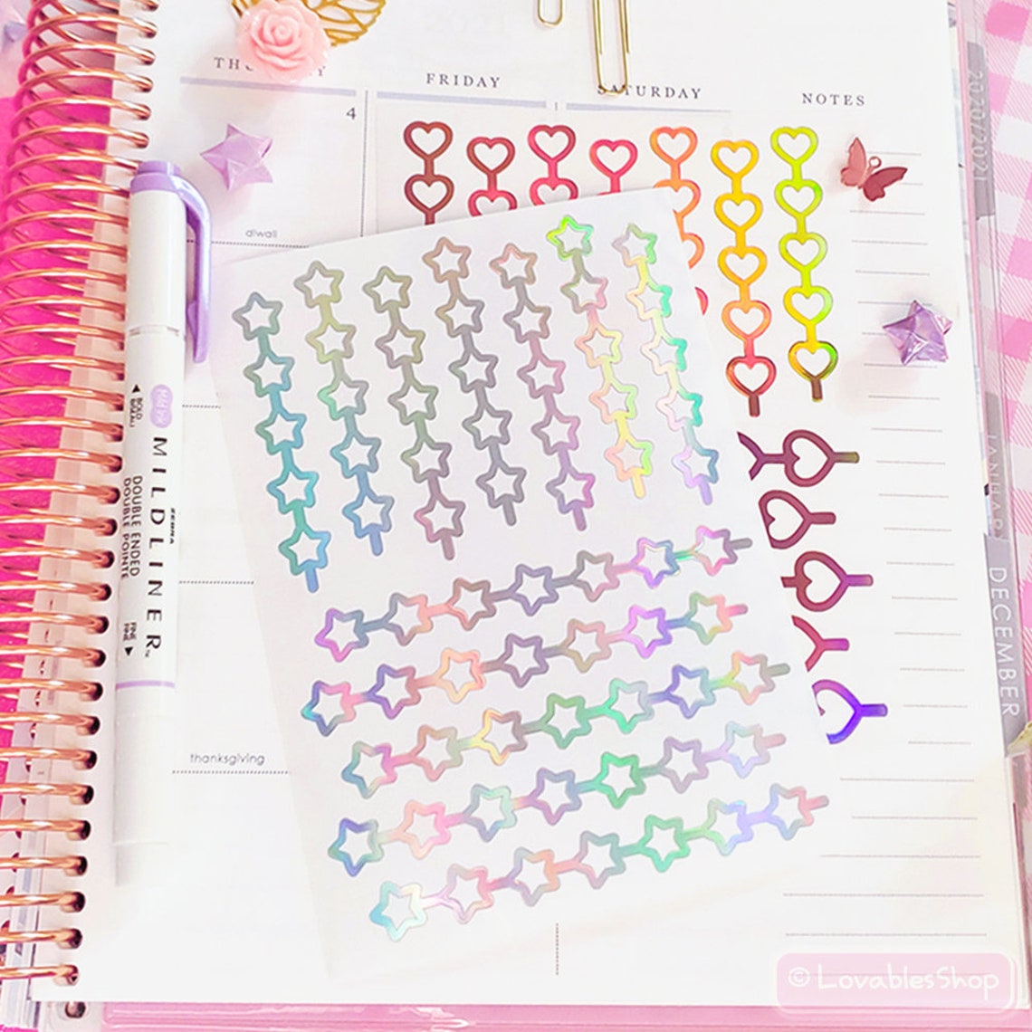 Heart & Star Chain Vinyl Sticker Sheet - Etsy