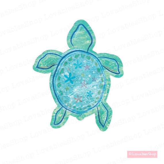 Sea Turtle Vinyl Sticker | Etsy