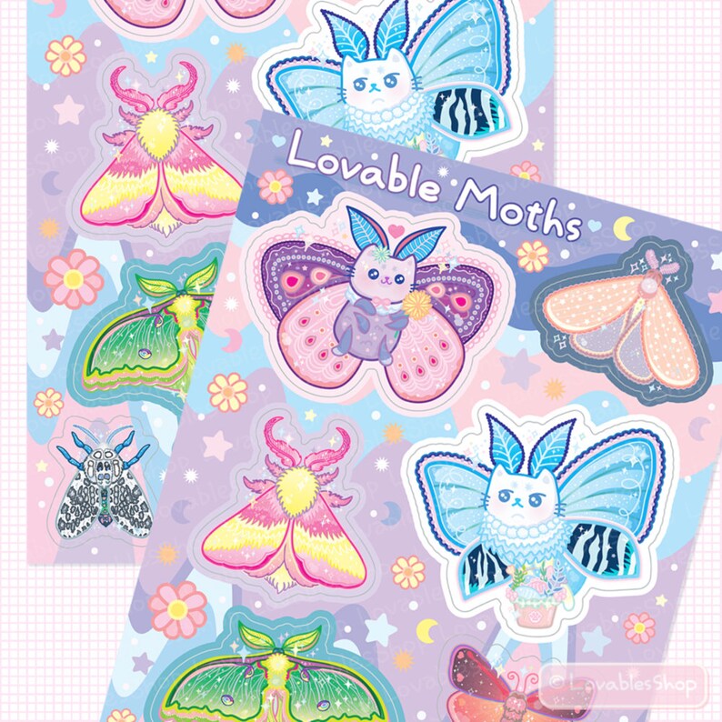 Lovable Moths Vinyl Sticker Sheet - Etsy