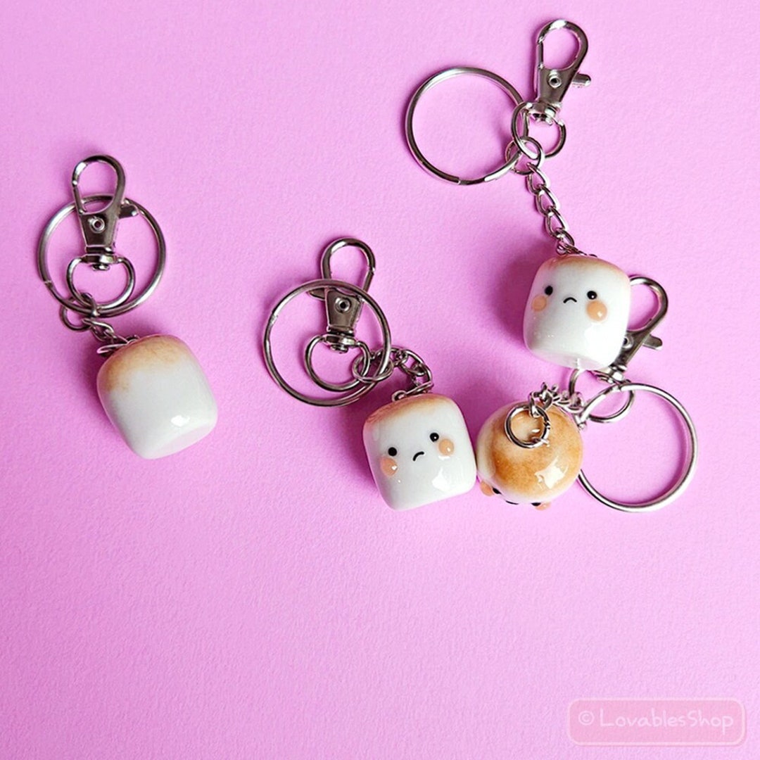 Toasted Marshmallow Clay Keychain - Etsy